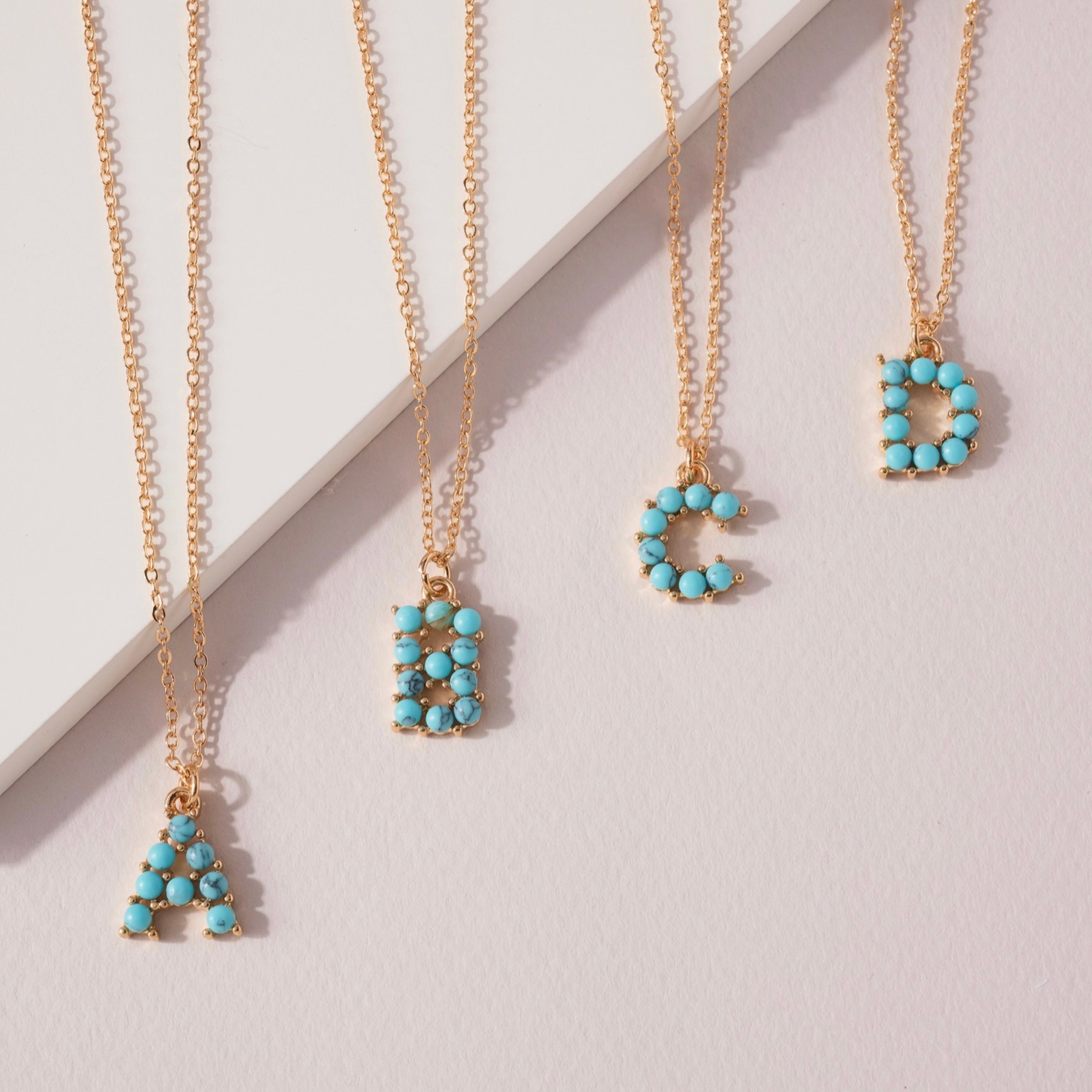 Turquoise Initial Necklace – Delta Dawn Gifts