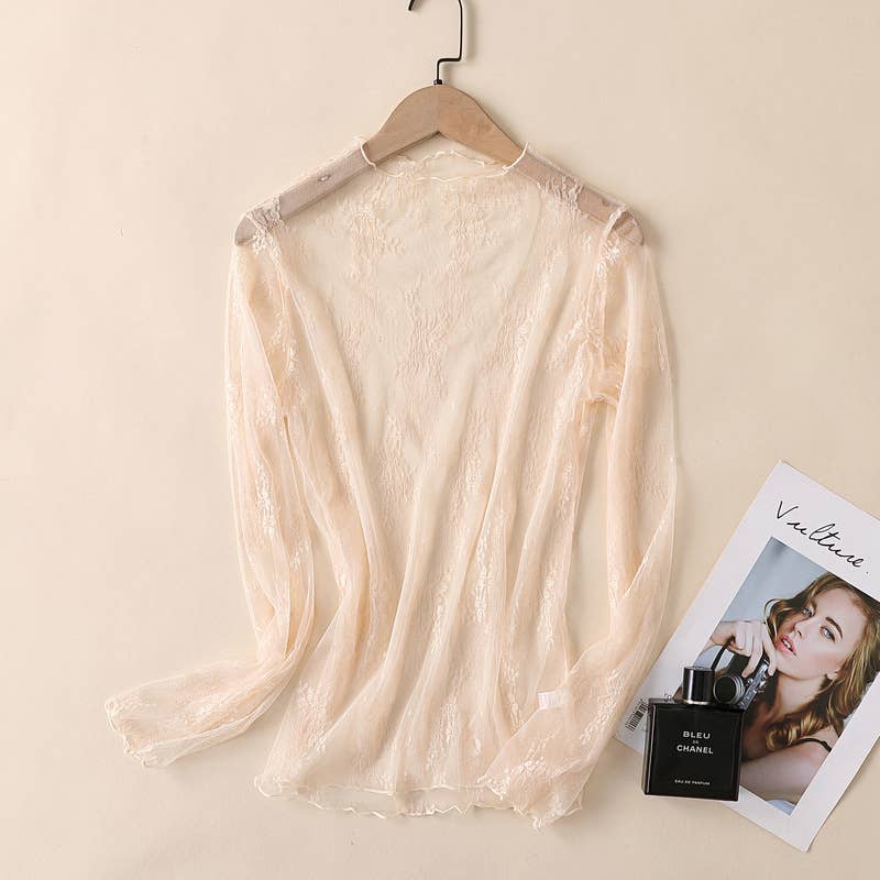 Beige Lace Mesh Top – Delta Dawn Gifts